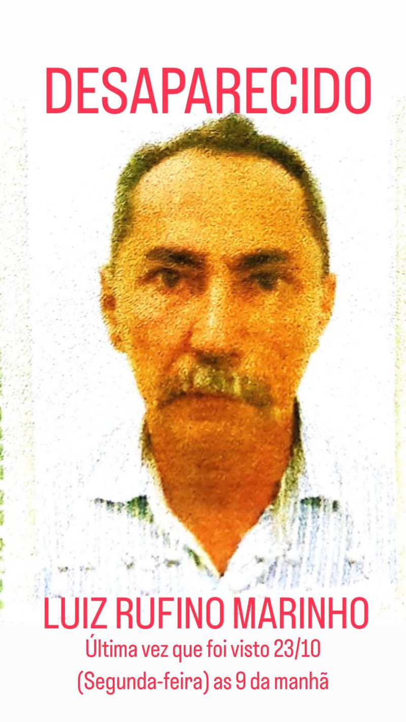 Família busca por ajuda no desaparecimento de Luís Rufino Marinho, de ...