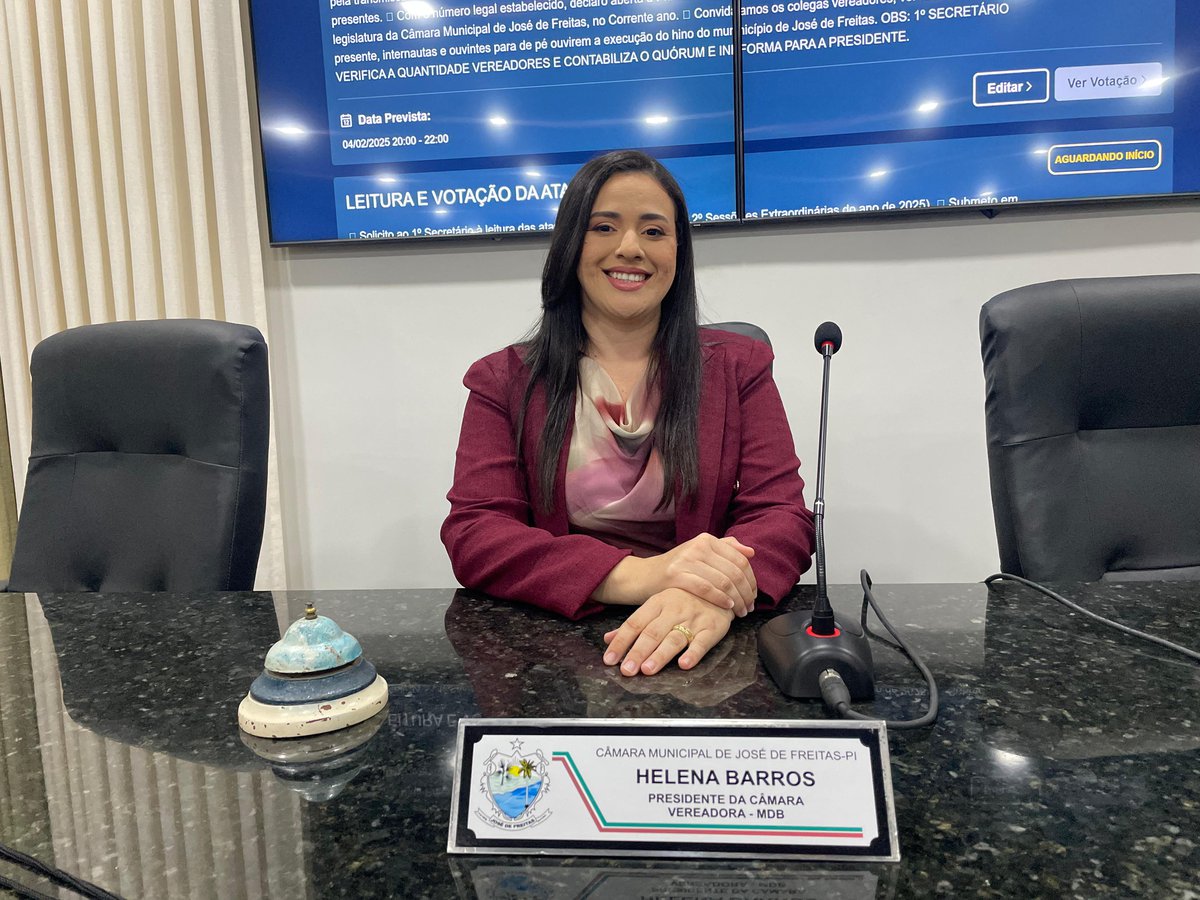 Primeira mulher a presidir a Câmara de José de Freitas, Helena Barros ...