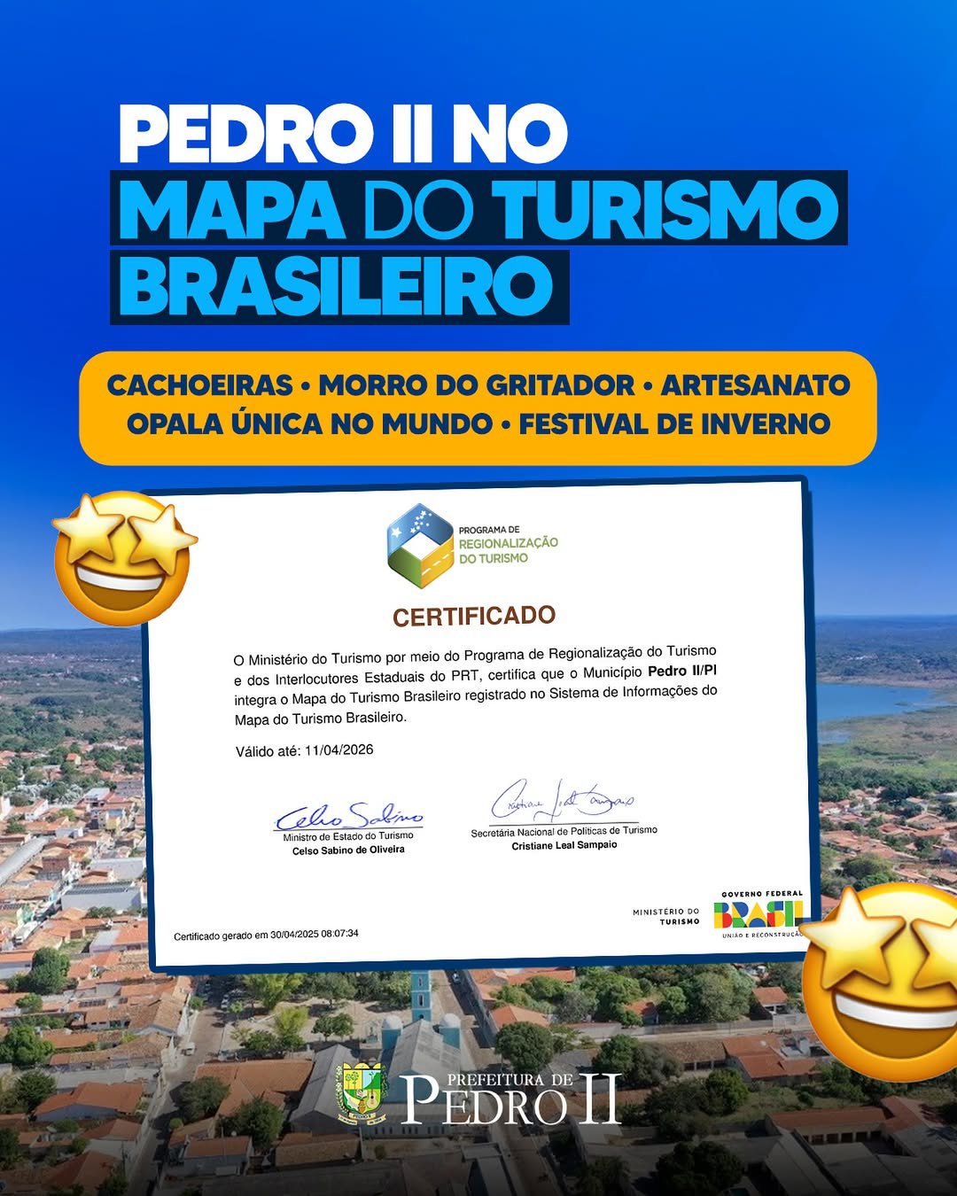 Pedro II tem certificação renovada no Mapa do Turismo Brasileiro e ...
