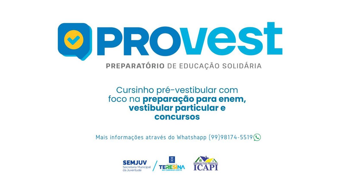 Prefeitura de Teresina lança PROVEST: preparatório gratuito para ...